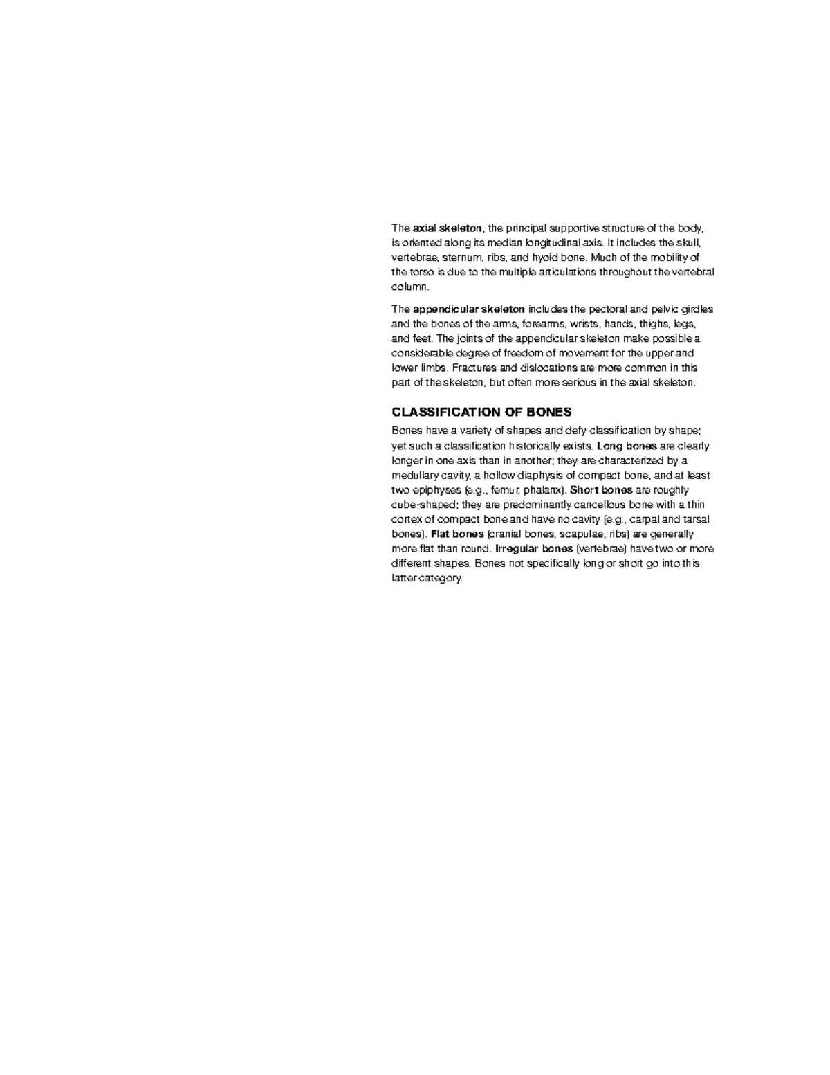 Axial and Appendicular Color Page - The axial skeleton, the principal ...