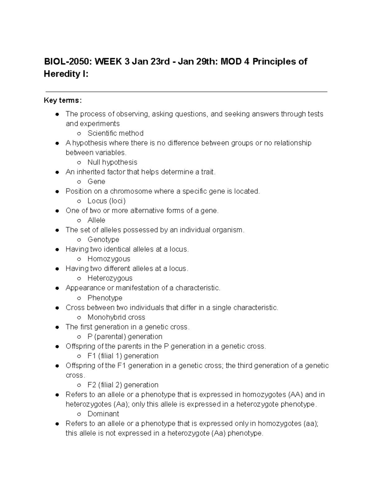 Biol 2050 Week 3 Mod 4 Lecture 4 Biol 2050 Week 3 Jan 23rd Jan 29th Mod 4 Principles Of 