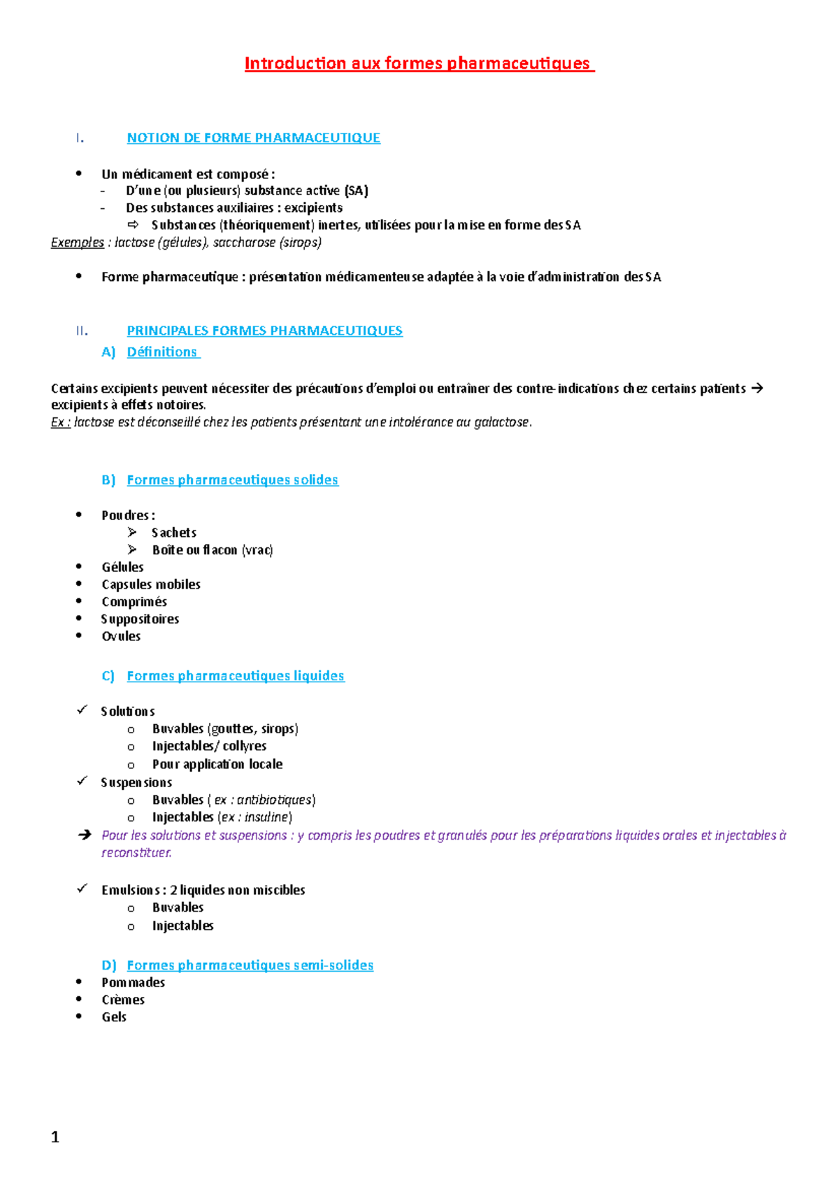 Introduction aux formes pharmaceutiques - NOTION DE FORME ...