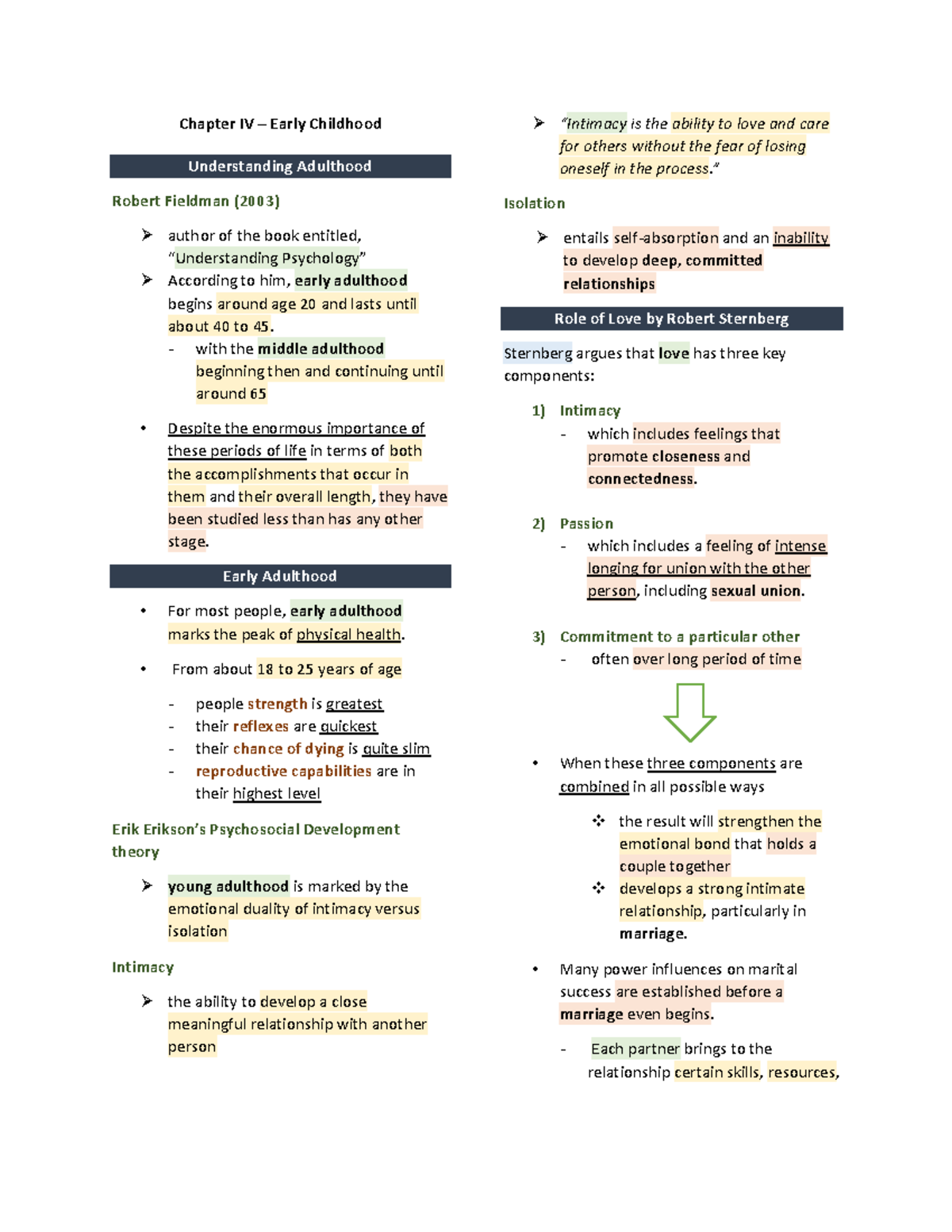Chapter IV Early Childhood - Chapter IV – Early Childhood Understanding ...