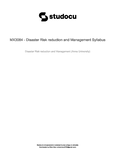 Disaster Risk reduction and Management - MX3084 - Studocu