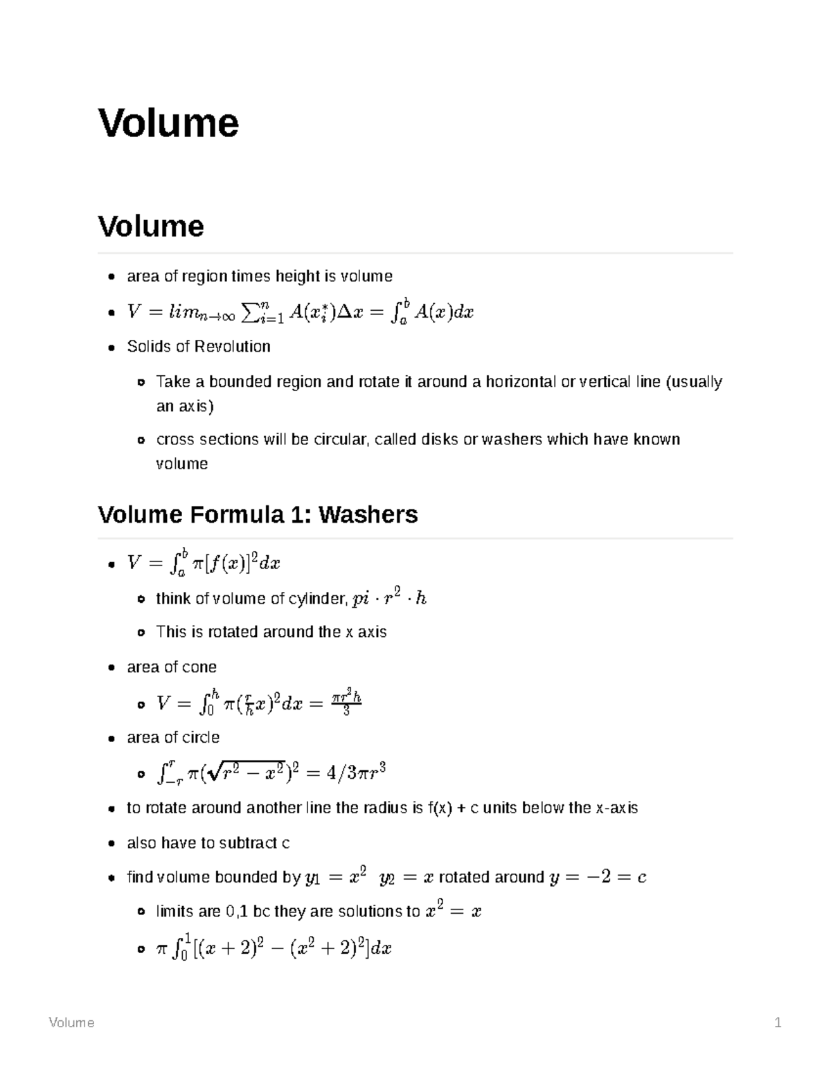 Volume - .. V = ∫a 2 π(x − b 2)f(x) dx - Studocu
