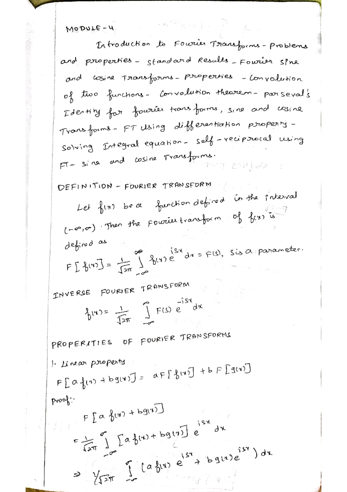Tbvp Unit 4 Chapter Notes Transforms And Boundary Value Problems