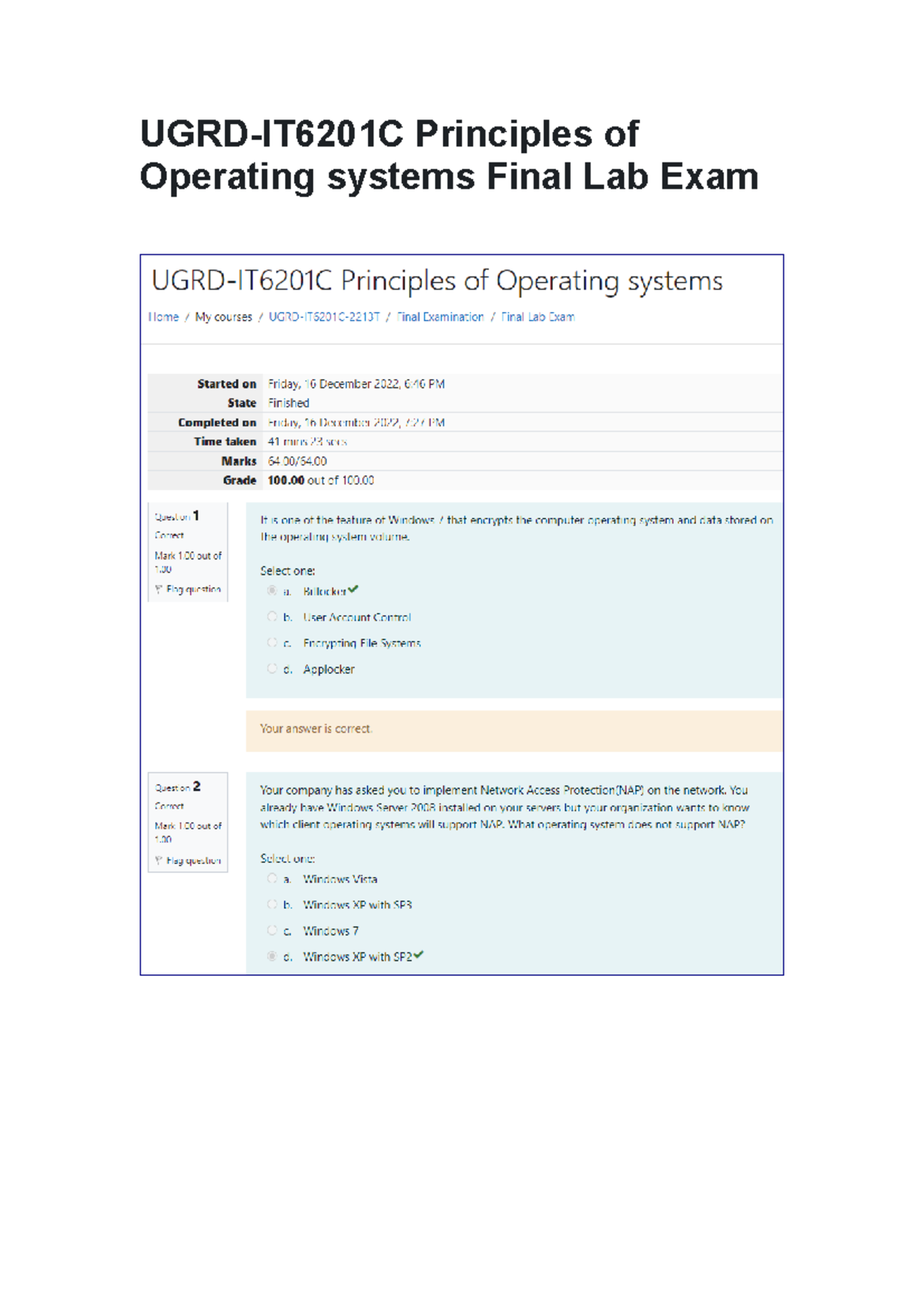 UGRD-IT6201C Principles of Operating systems Final Lab Exam - Studocu