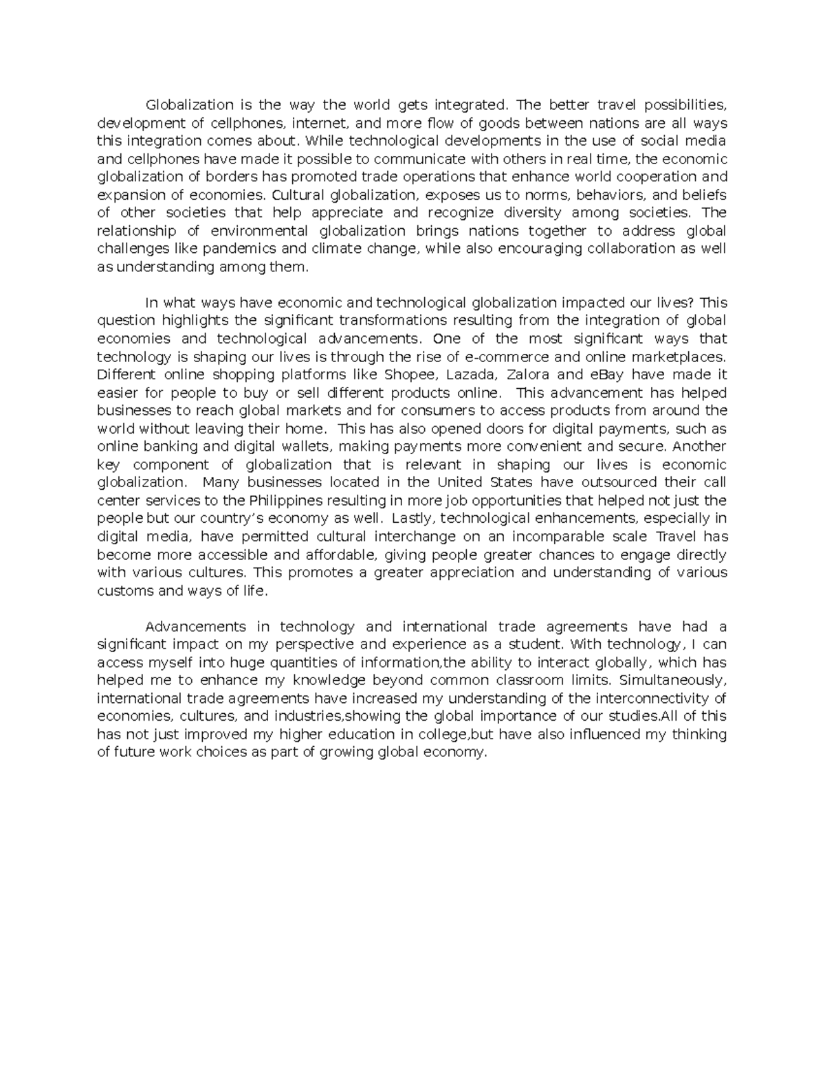 Key Components of Globalization - Globalization is the way the world ...