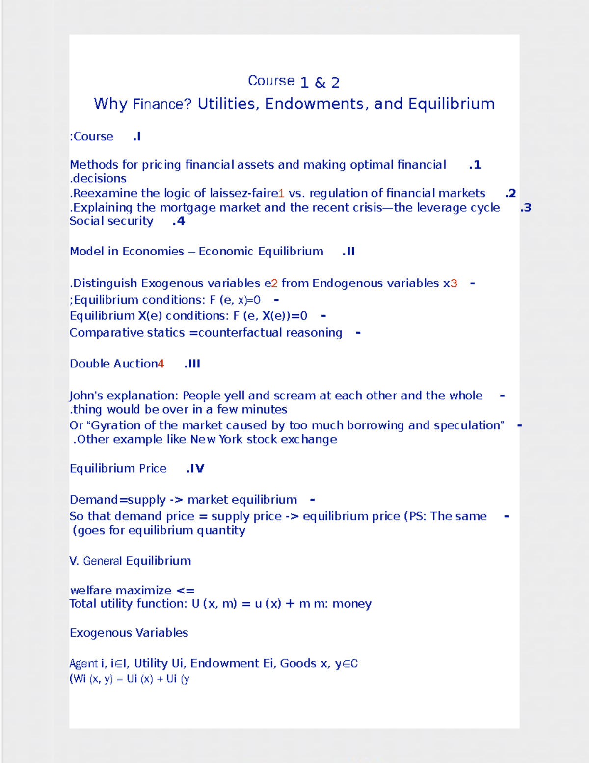 Lecture 1 and 2 - Course 1 & 2 Why Finance? Utilities, Endowments, and ...