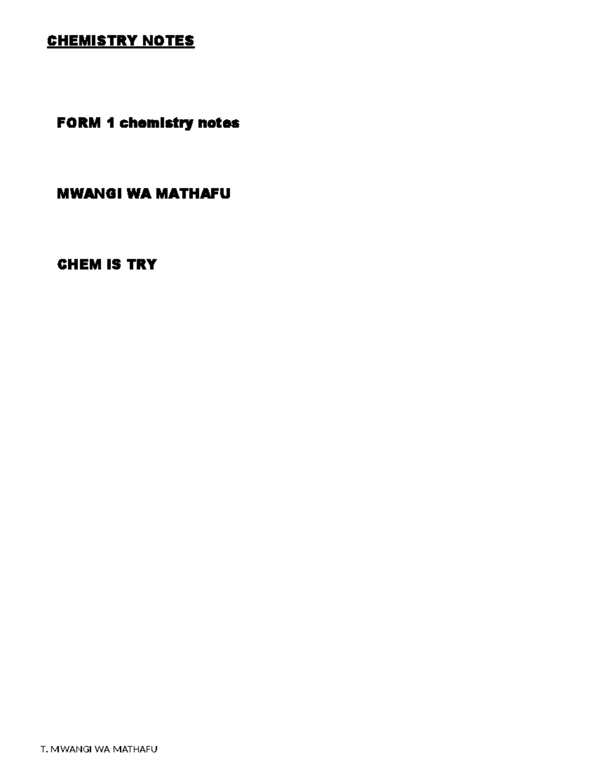 Chemistry Notes TT - I do not know. - CHEMISTRY NOTES FORM 1 chemistry ...