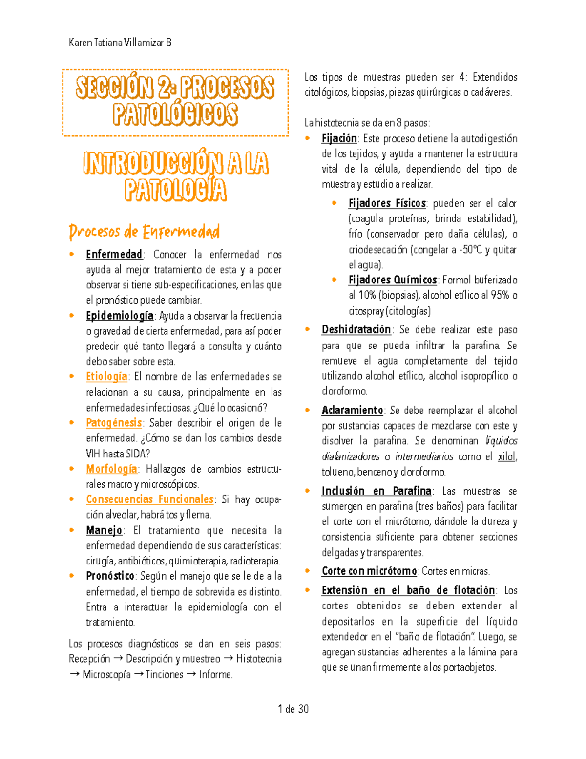 Resumen I Parcial - Procesos Patológicos - SECCIÓN 2: PROCESOS ...