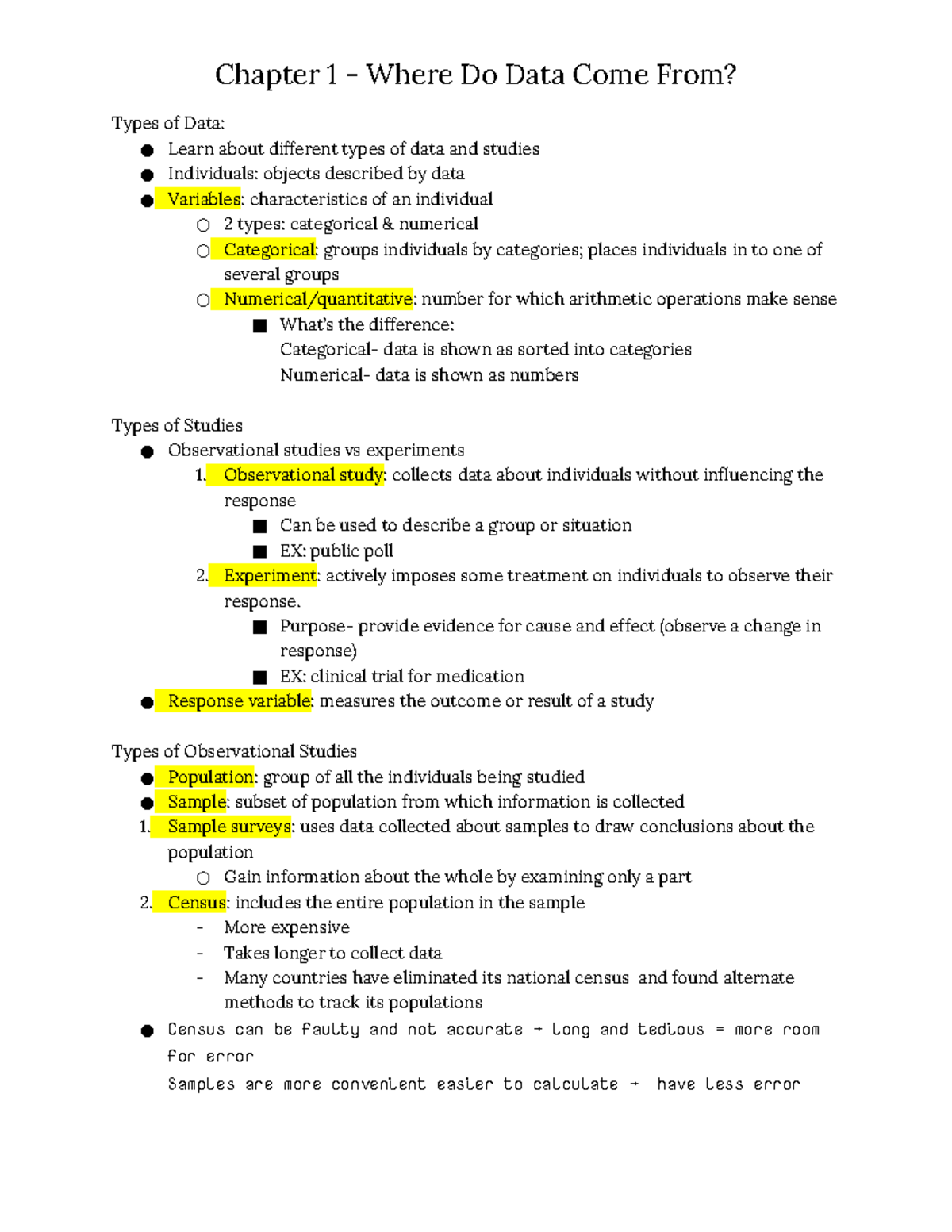 Stats 115 - CH1- Where do data come from - Chapter 1 - Where Do Data ...