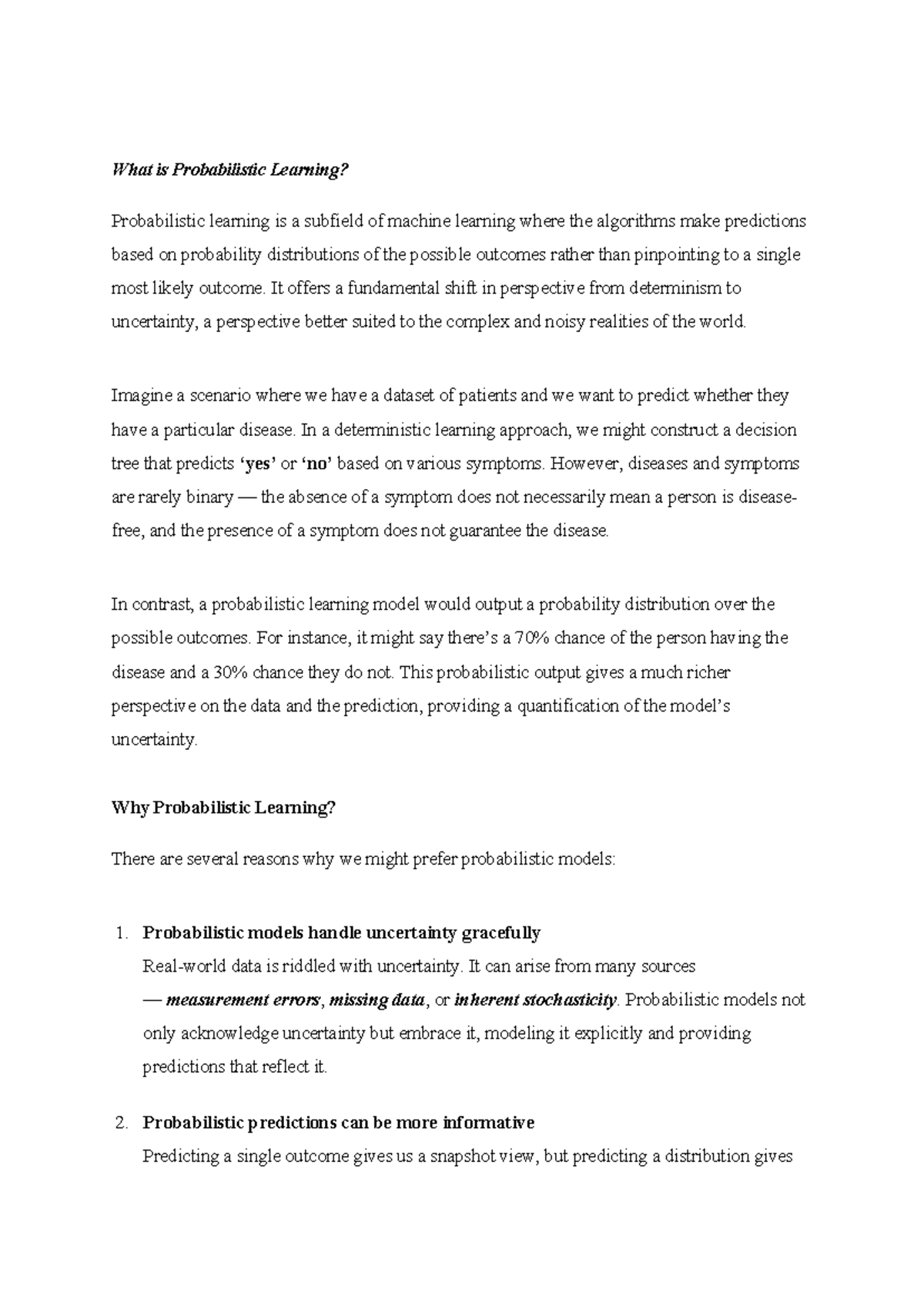 ML notes - What is Probabilistic Learning? Probabilistic learning is a ...
