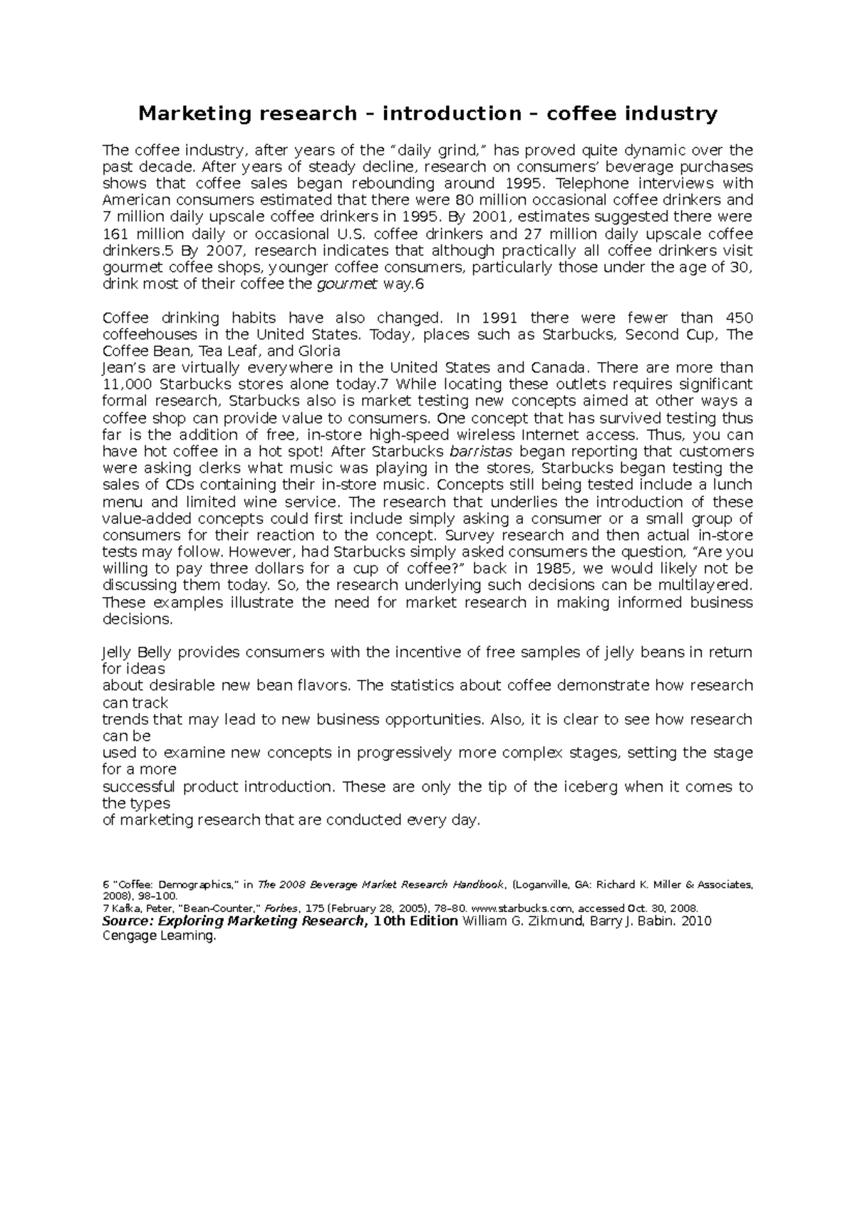 Marketing research introduction coffee industry - Marketing research ...