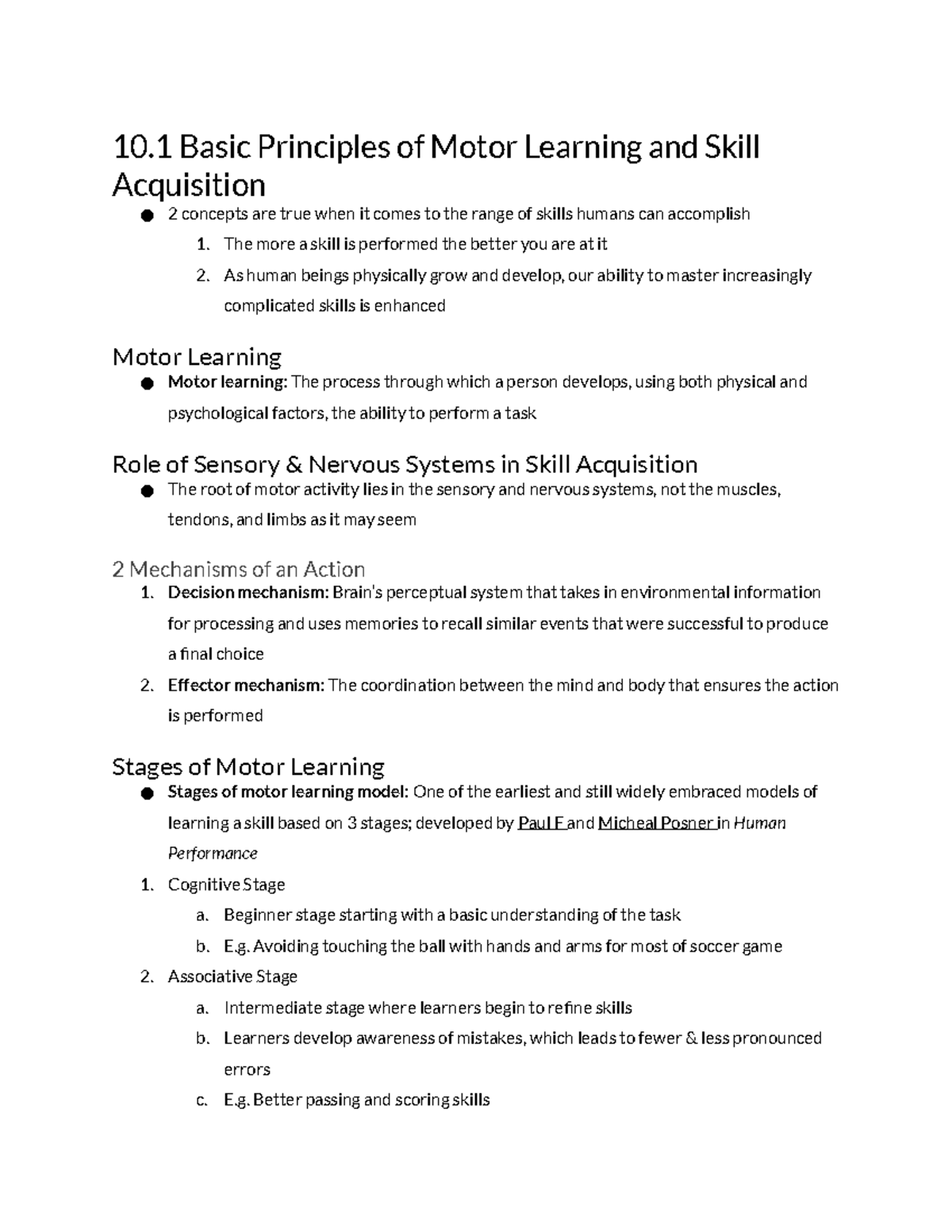 10 Motor Learning Skill Acquisition - 10 Basic Principles of Motor ...