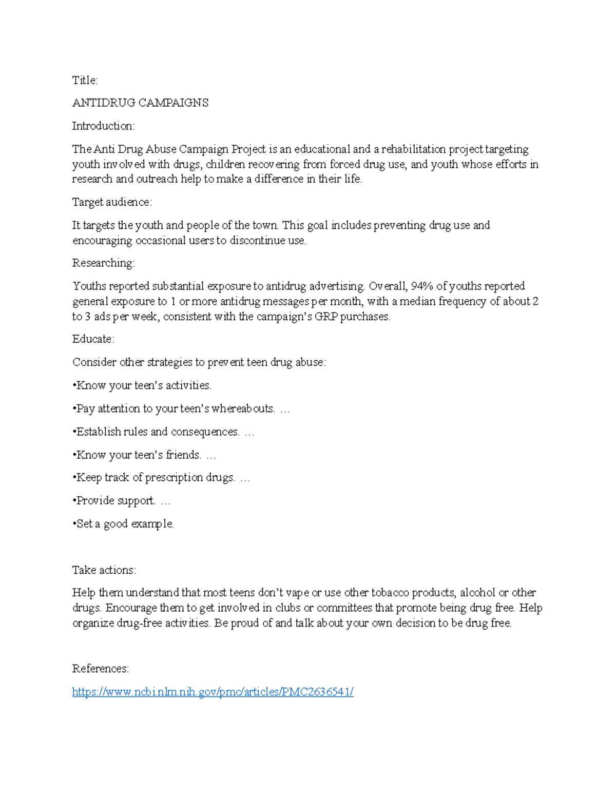 ANTI-DRUG Campaign - Nnjn - Title: ANTIDRUG CAMPAIGNS Introduction: The ...