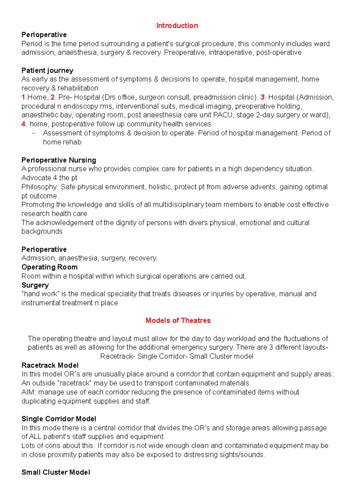 Nursing Care Periop Notes[ 11248 ] - Introduction Perioperative Period ...