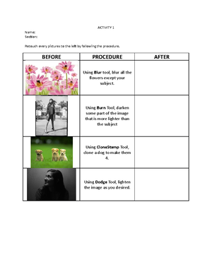 Performance TASK - perf task - ACTIVITY 1 Name: Section: Retouch every ...