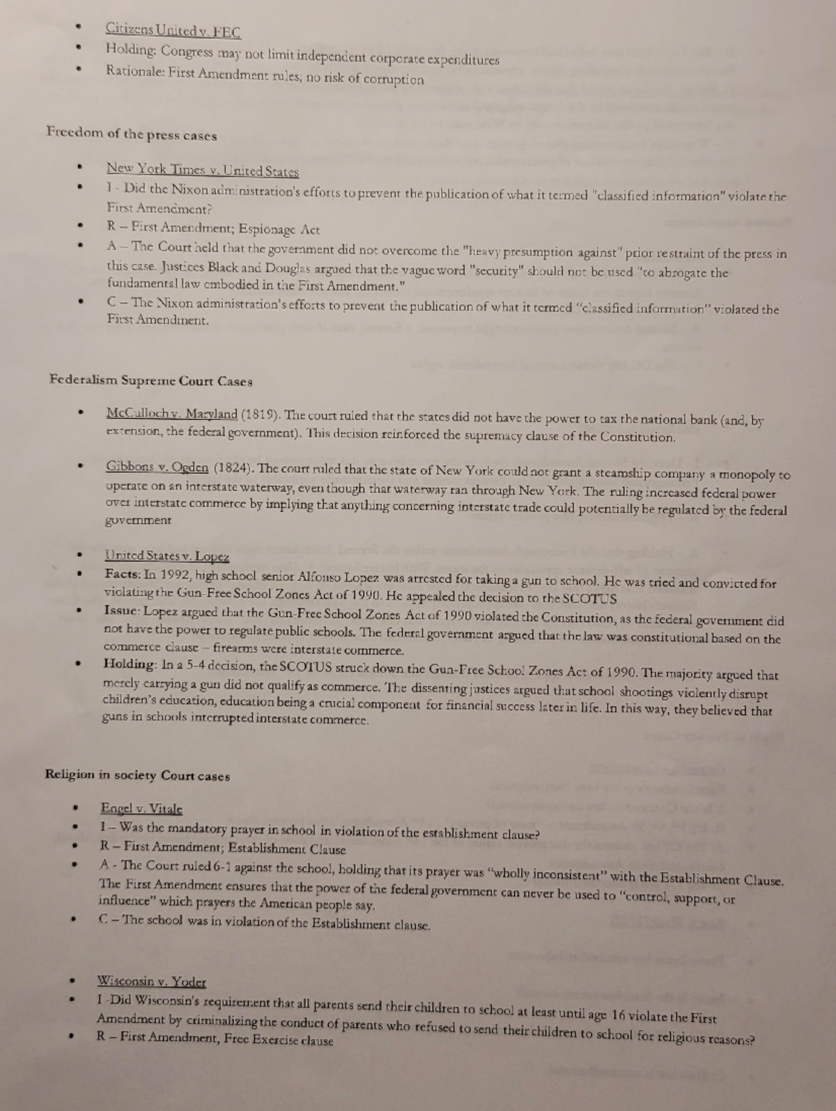 Supreme court cases - Citizens United V. FEC Holding: Congress may not ...
