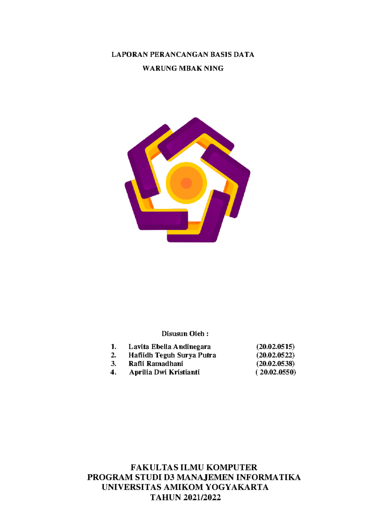 Laporan Perancangan Basis Data Warung Mbak Ning - LAPORAN PERANCANGAN ...