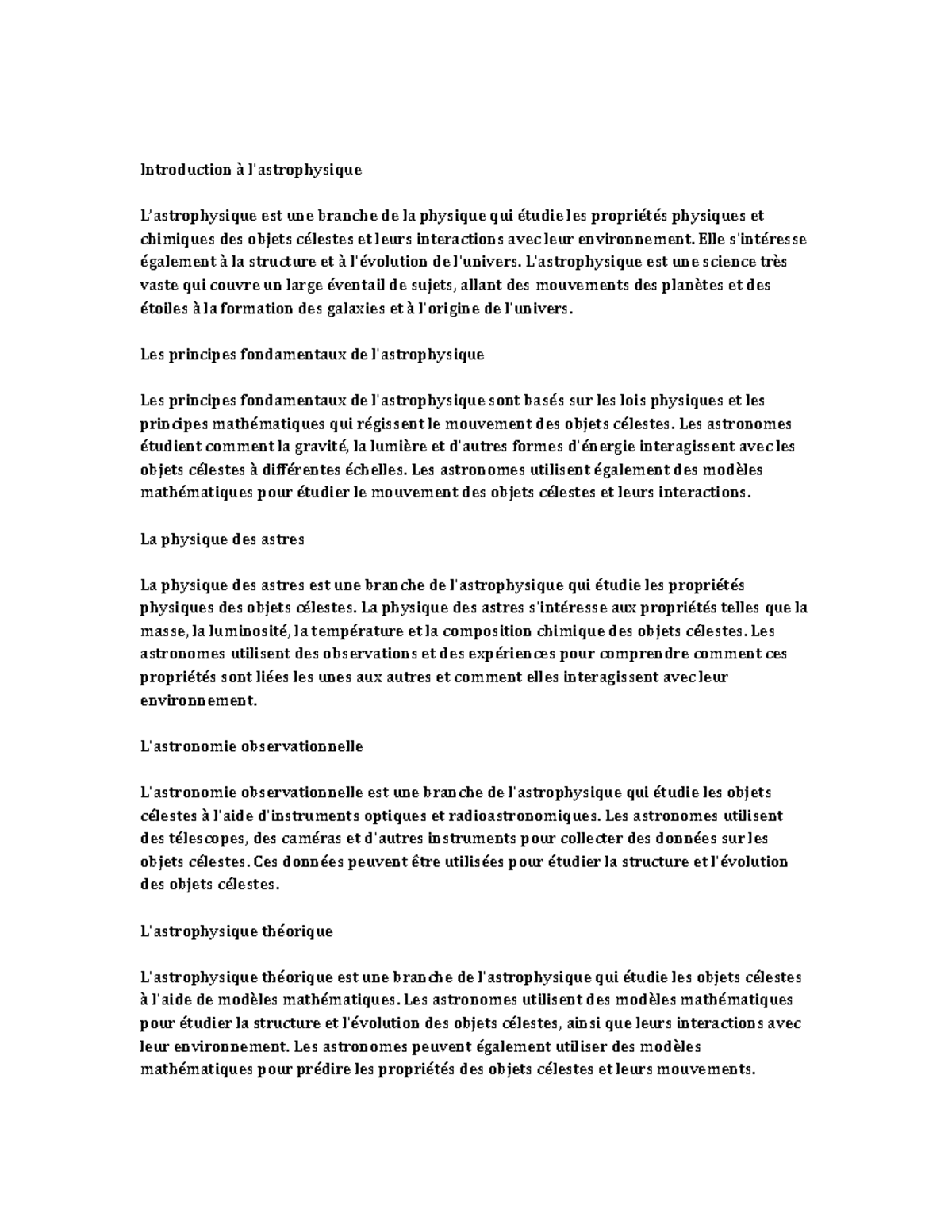 Astrophysics Notes de cours - Introduction à l'astrophysique L ...