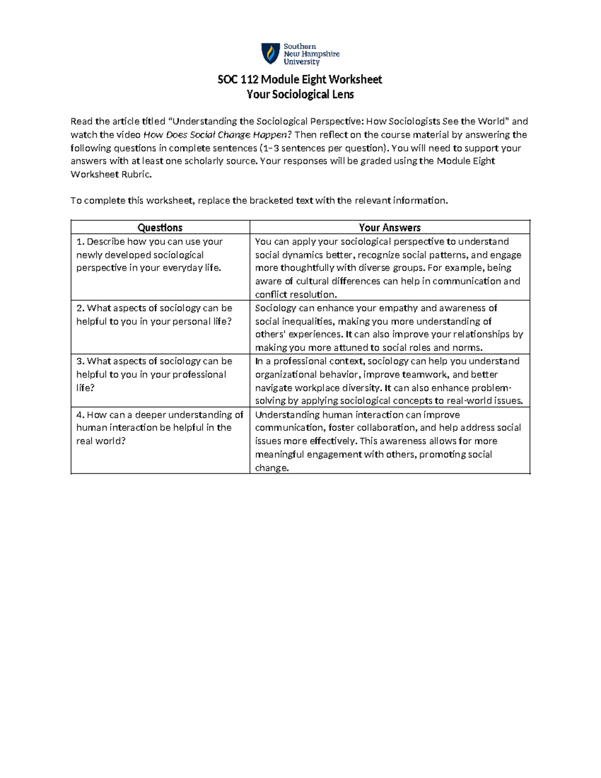 SOC 112 Module Eight Worksheet - SOC 112 Module Eight Worksheet Your ...