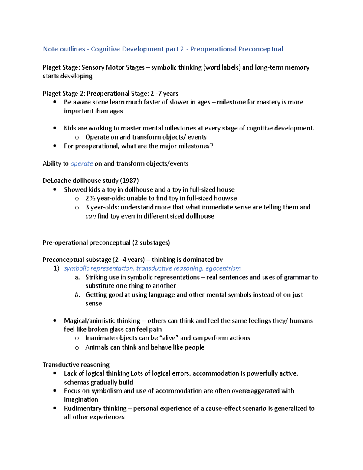 W11 outlines - cog2 preop preconceptual - PSYC 307 - TAMU - Studocu