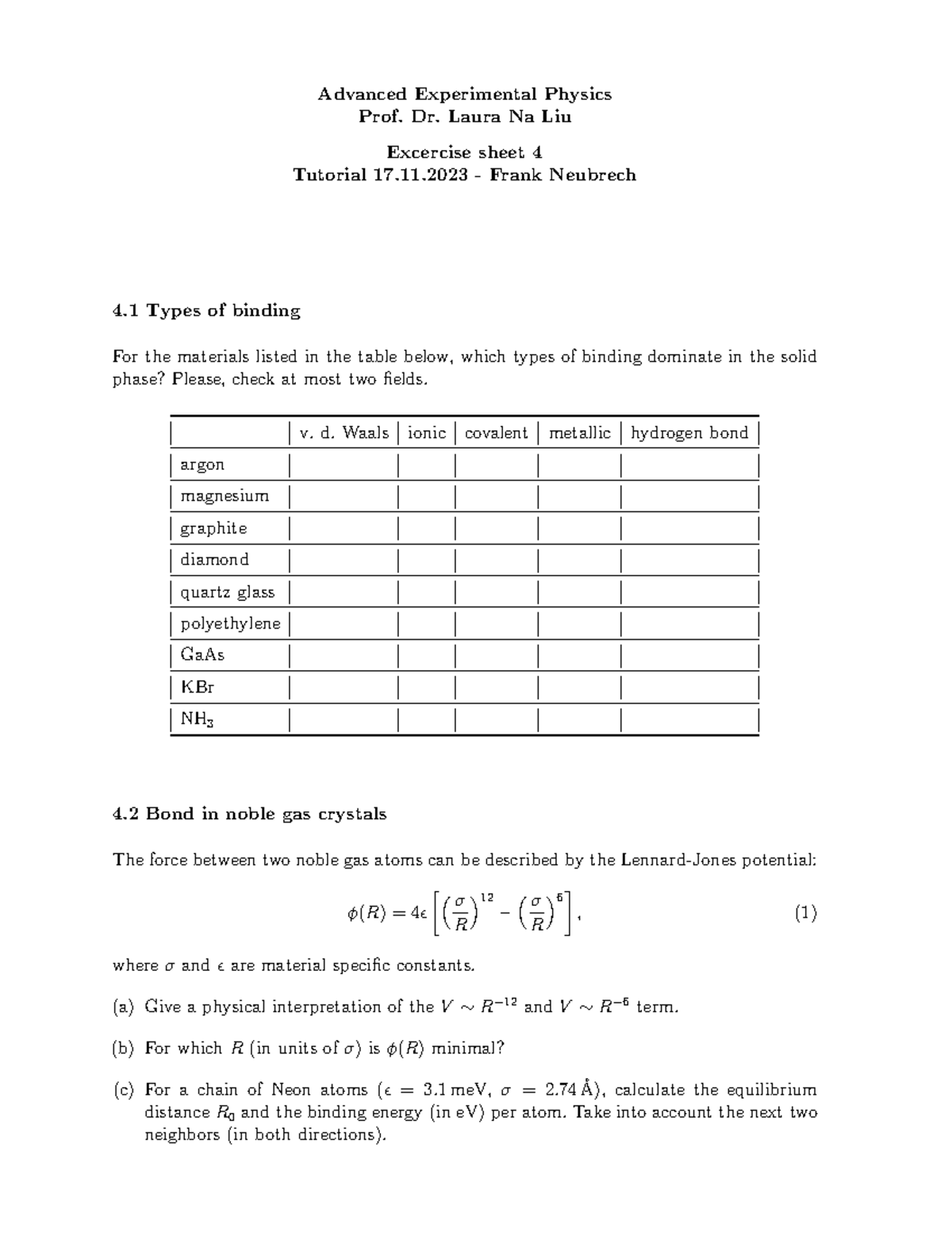 Exercise 04 - tutorial ex aep - Advanced Experimental Physics Prof. Dr ...