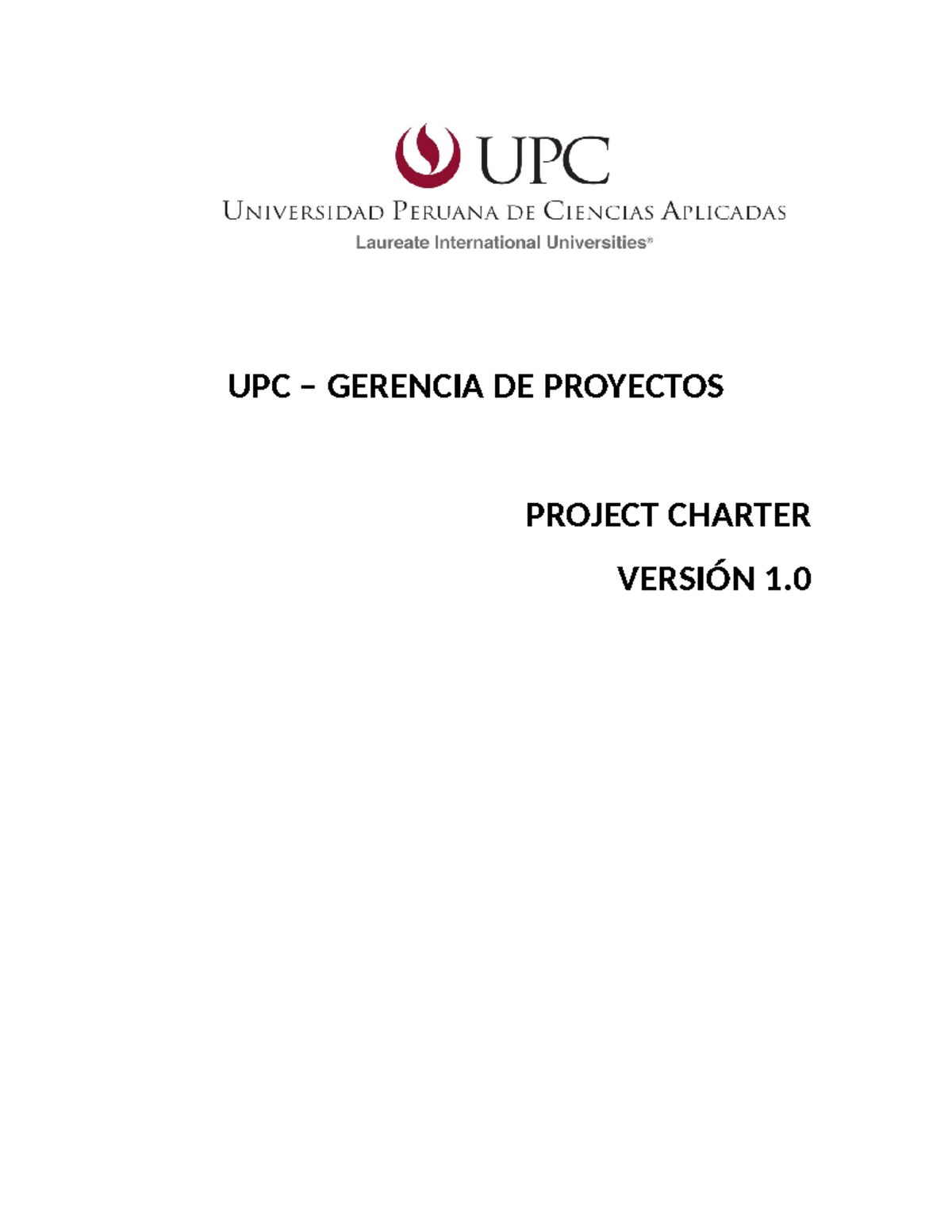 0. Project Charter - 2024-SASDASD - UPC – GERENCIA DE PROYECTOS PROJECT ...