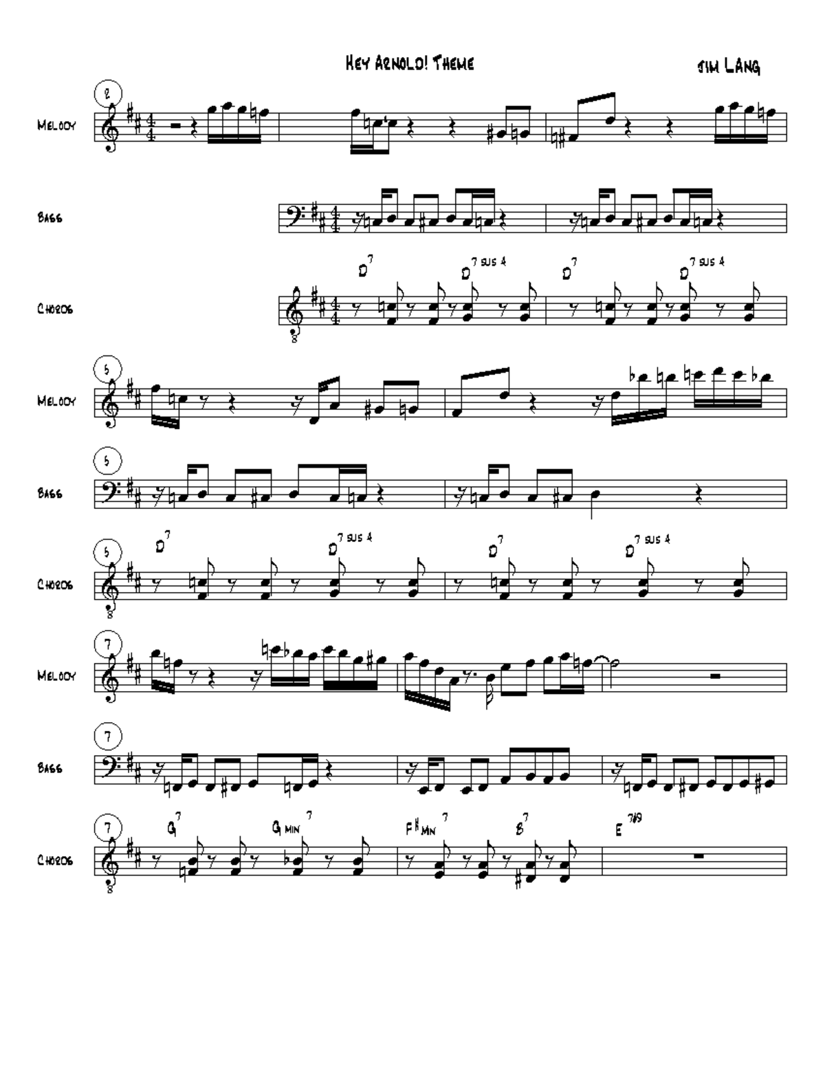 Hey A Theme Partitura De Real Book Theme Hey Arnold Theme Jim Lang