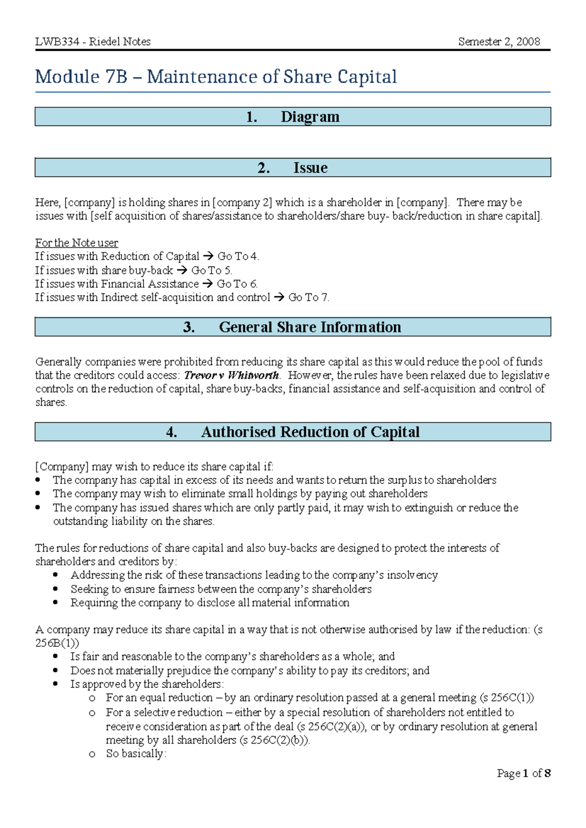 Module 7B (Wk 9) - Maintenance of Share Capital - Module 7B ...