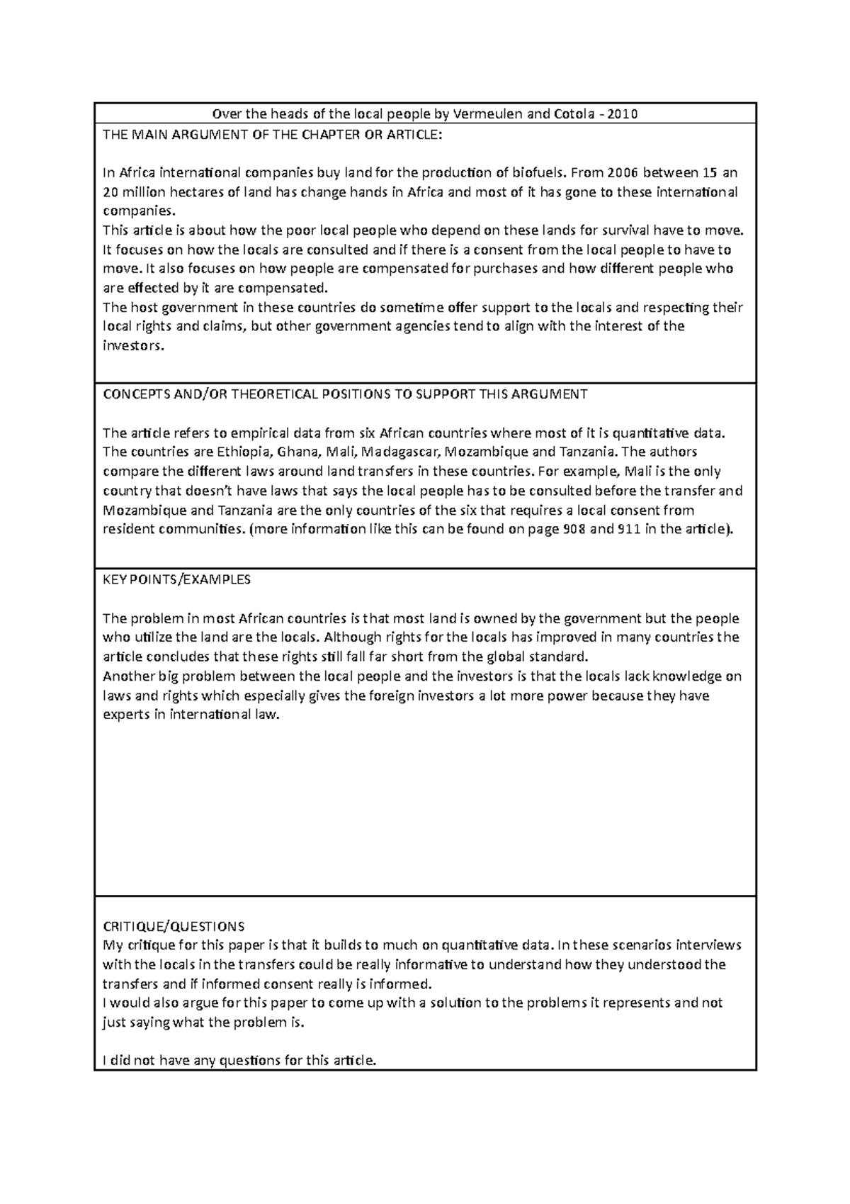 Vermeulen and Cotula summary - Over the heads of the local people ...