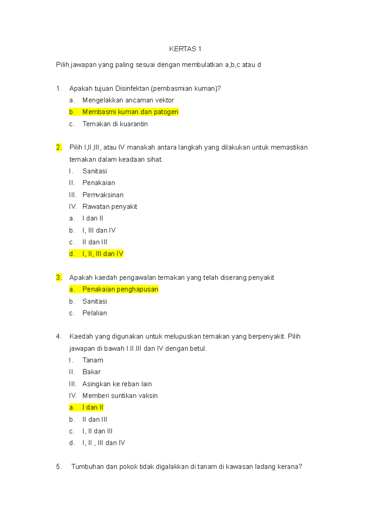 Kertas 1 objektif - kpd - KERTAS 1 Pilih jawapan yang paling sesuai dengan membulatkan a,b,c ...