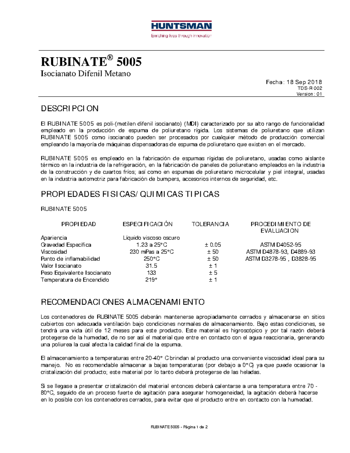 Ficha Tecnica DE Componente Negro B TDS-R 002 Rubinate 5005 - RUBINATE ...