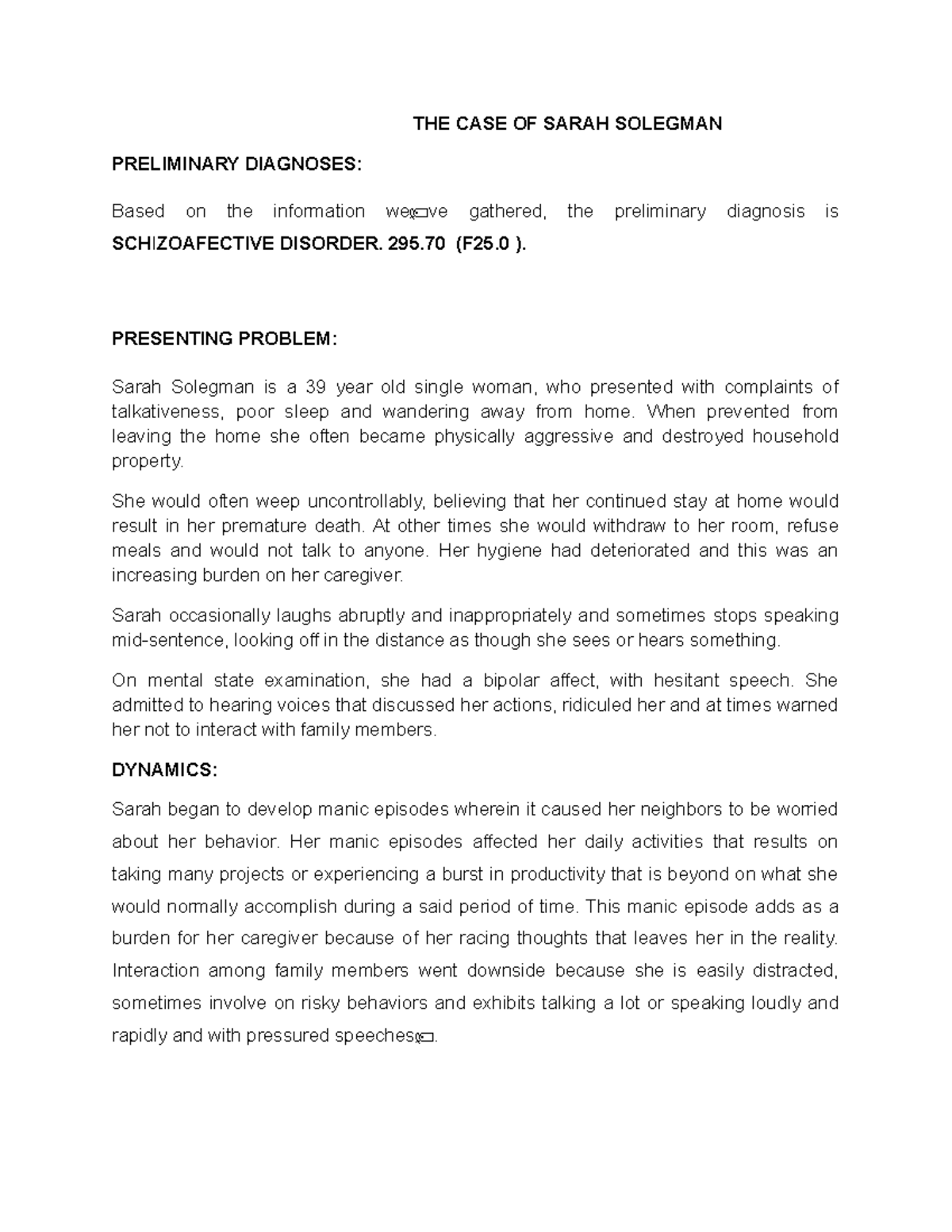 THE-CASE-OF- Sarah (word) - THE CASE OF SARAH SOLEGMAN PRELIMINARY ...