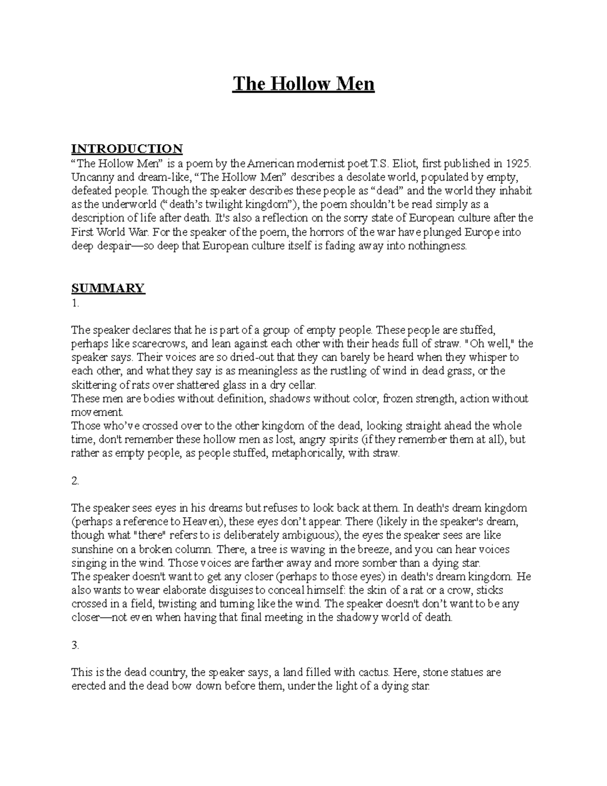 The Hollow Men - xyz - The Hollow Men INTRODUCTION “The Hollow Men” is ...