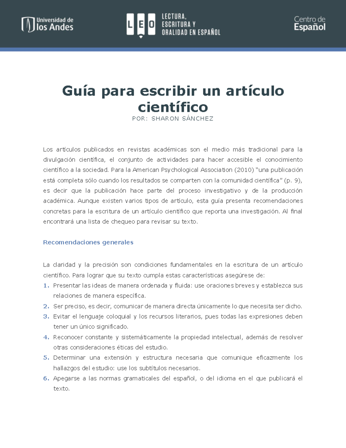 Guia-articulo-cientifico - GuÌa para escribir un artÌculo cientÌfico P ...