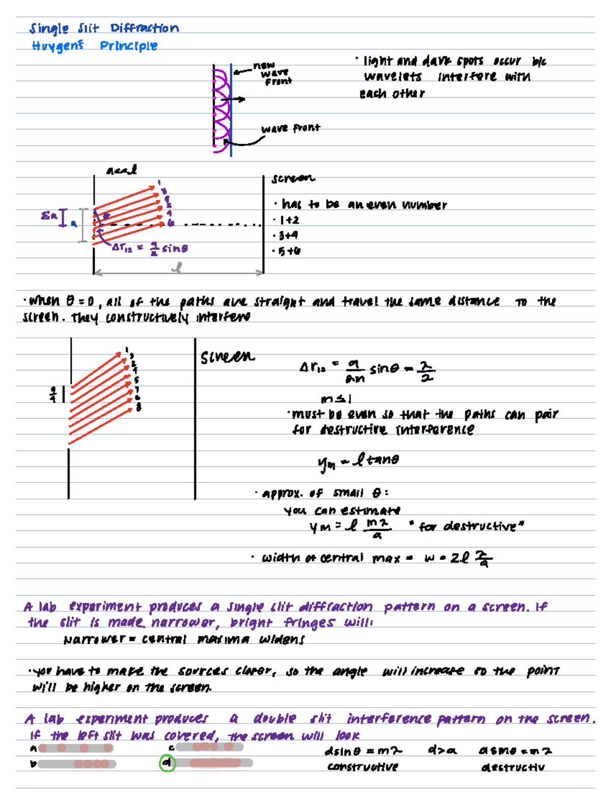 5B Lec 21 - Lecture notes 21 - Single Slit Diffraction Huygens ...