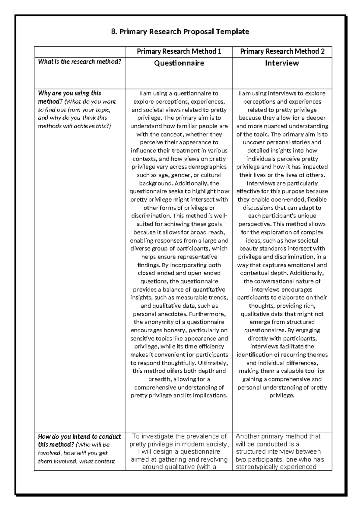 Primary Research Proposal - 8. Primary Research Proposal Template ...
