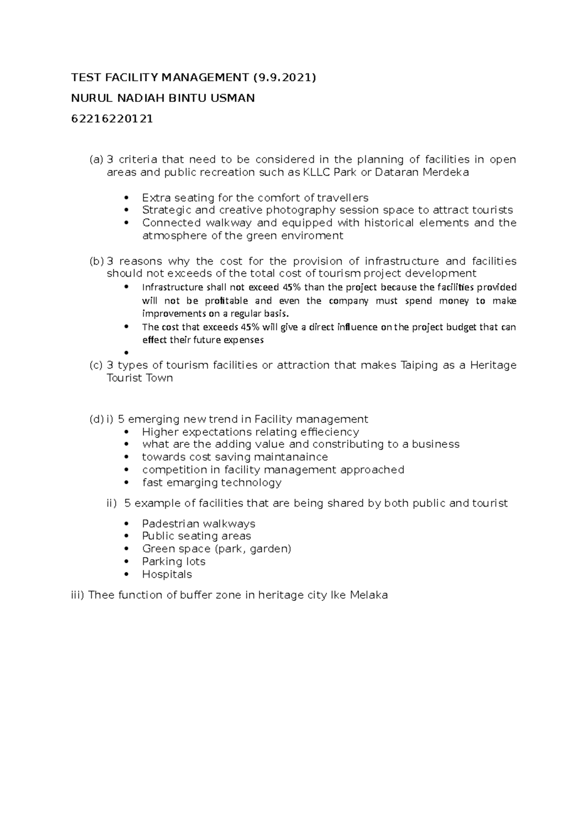 Test fac management - test - TEST FACILITY MANAGEMENT (9.9) NURUL ...