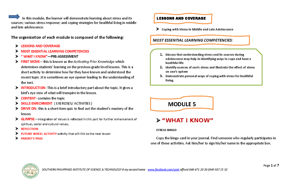 Module 5 - In this module, the learner will demonstrate learning about ...