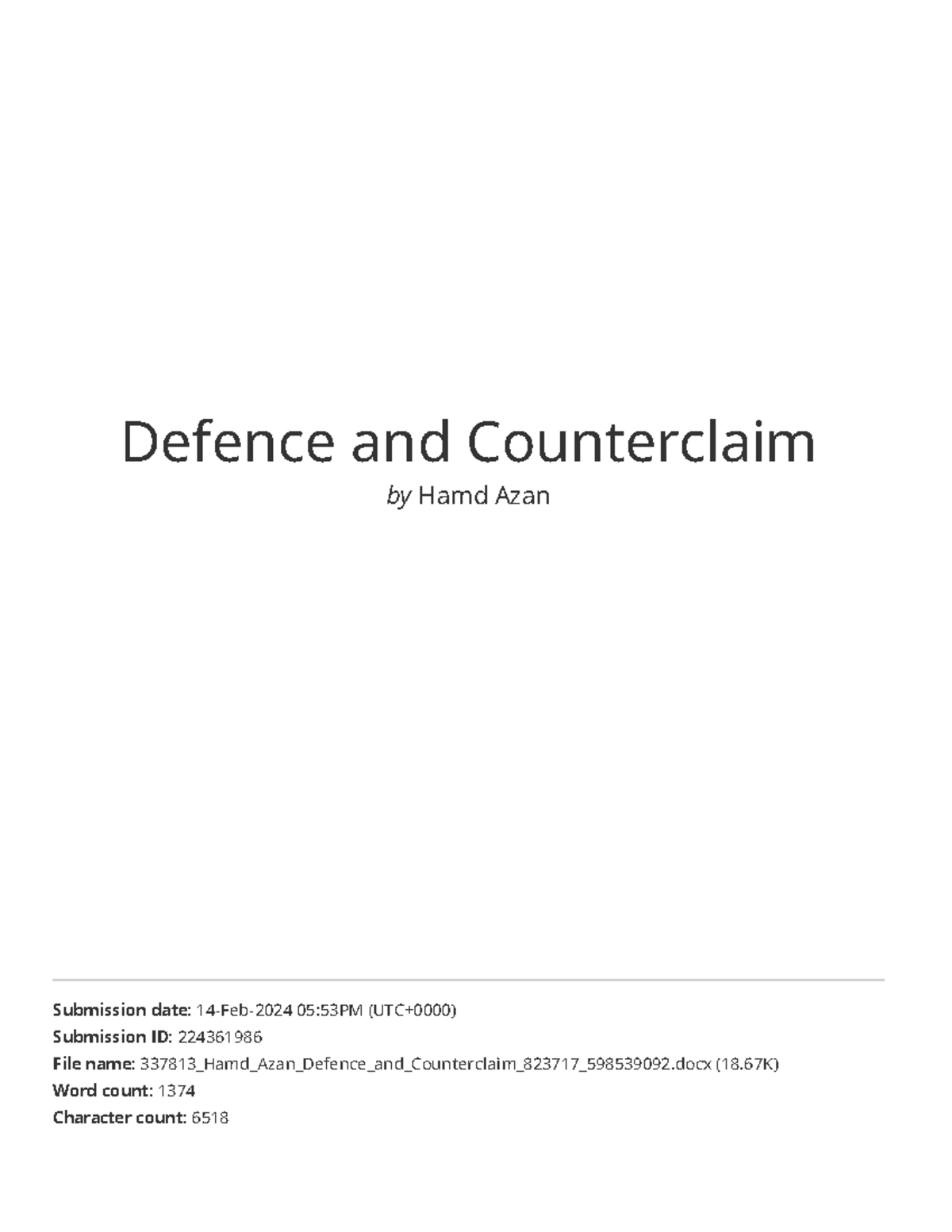 Defence and Counterclaim - nos should not be in bold Capital "D" for ...