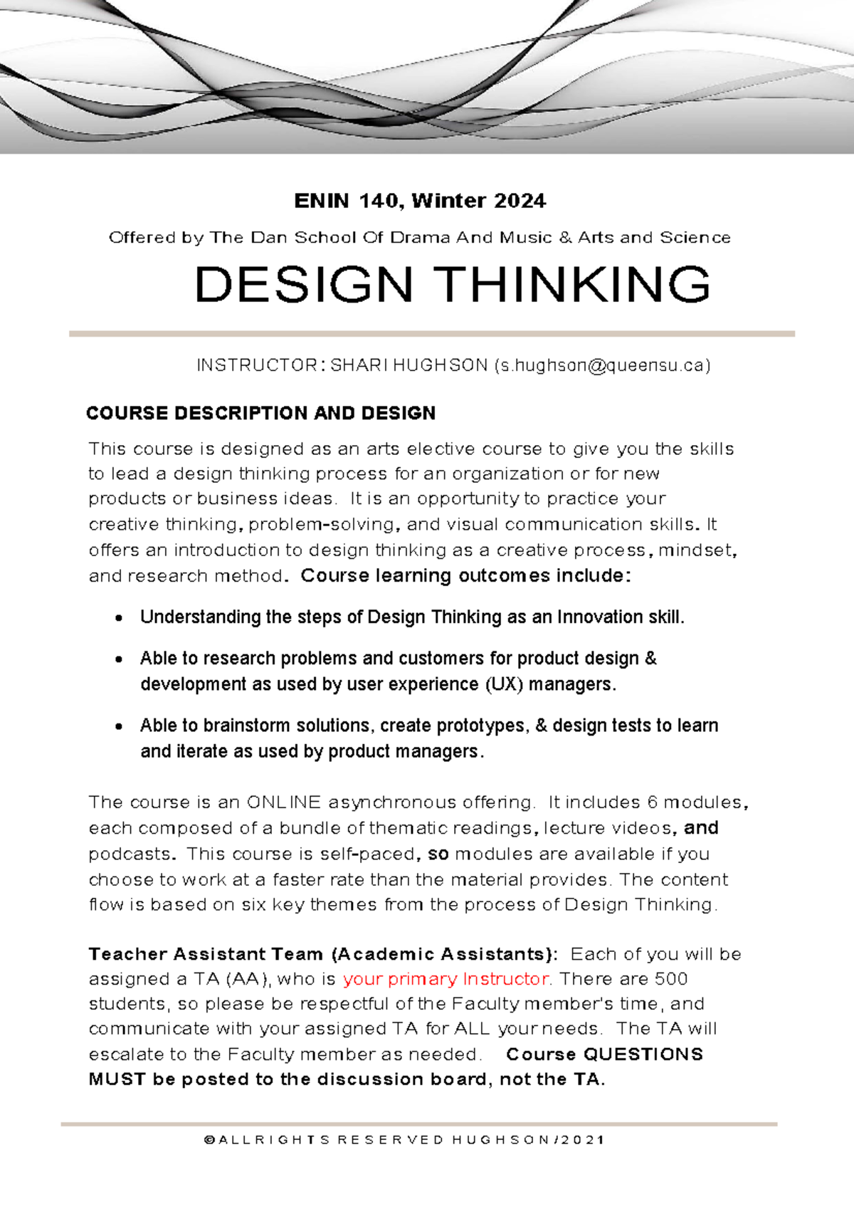 ENIN 140 Outline 2024 Winter - ENIN 140, Winter 2024 Offered by The Dan ...