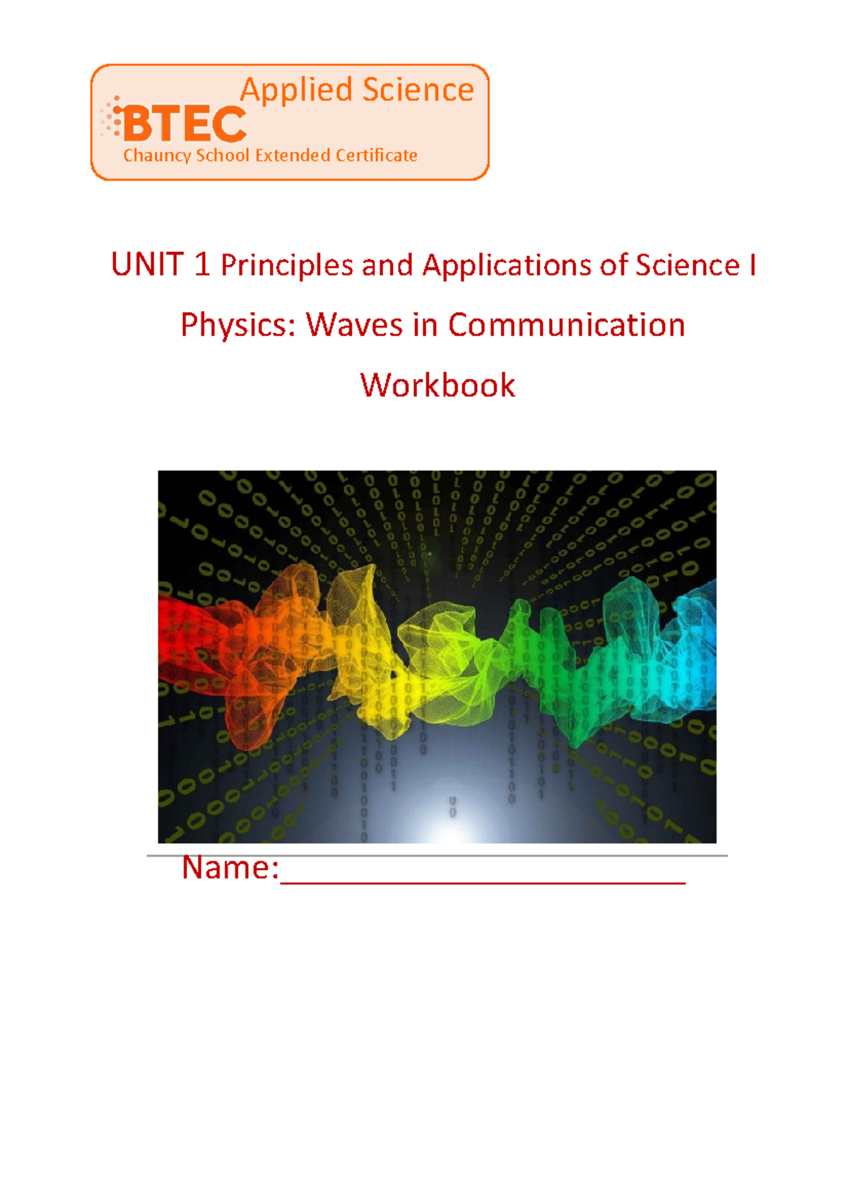BTEC Unit 1 Physics Exam Workbook - Applied Science Chauncy School ...