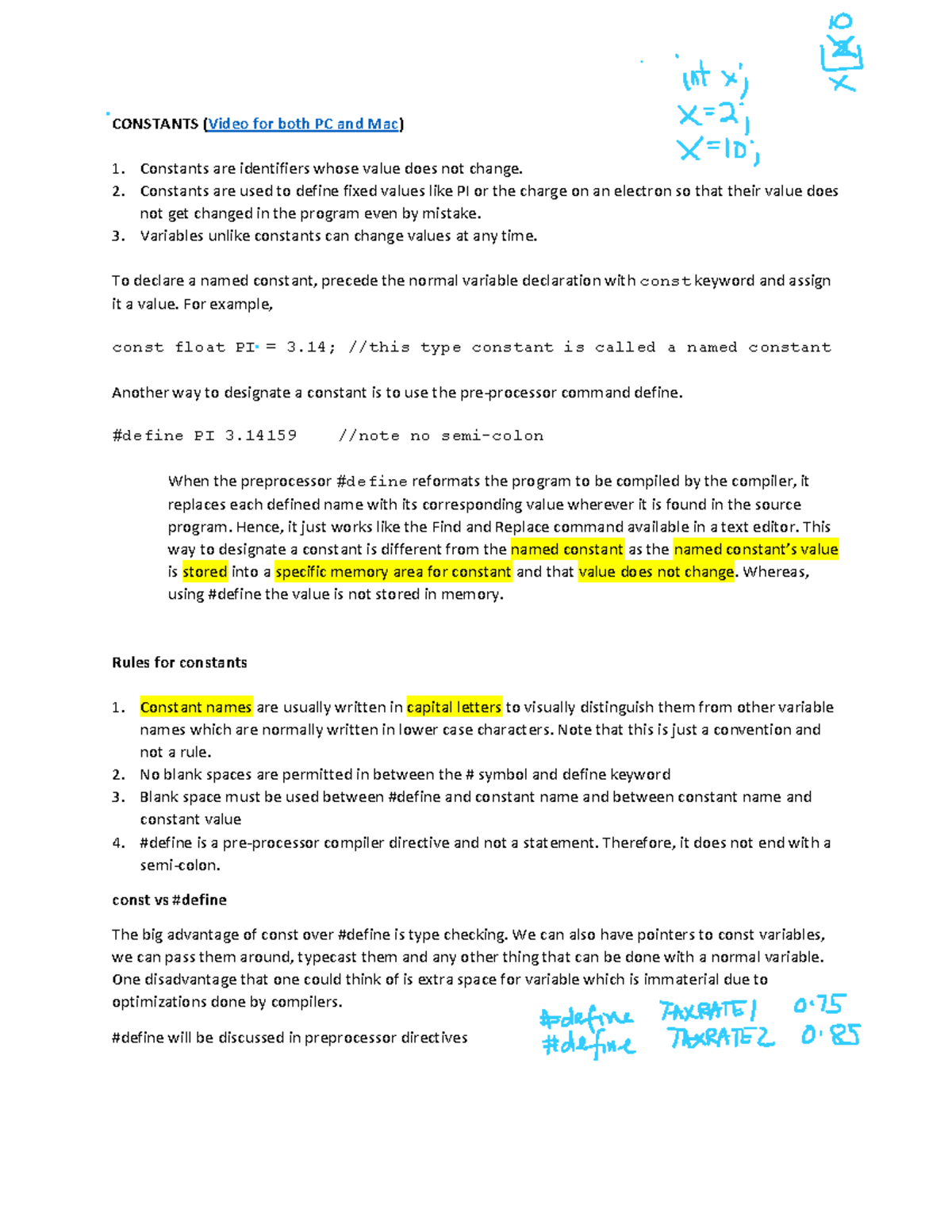 CS36 Lesson 5 Constants - CONSTANTS (Video for both PC and Mac ... CS36 Lesson 5 Constants - CONSTANTS (Video for both PC and Mac ...