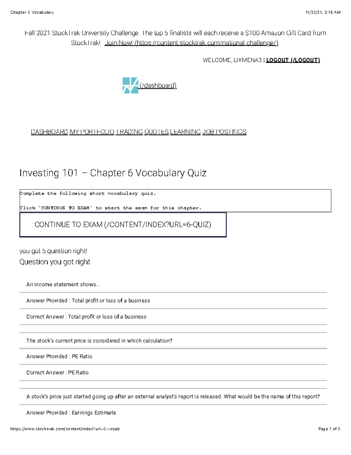 Chapter 6 Vocabulary Quiz - Chapter 6 Vocabulary 11/26/21, 2:18 AM ...