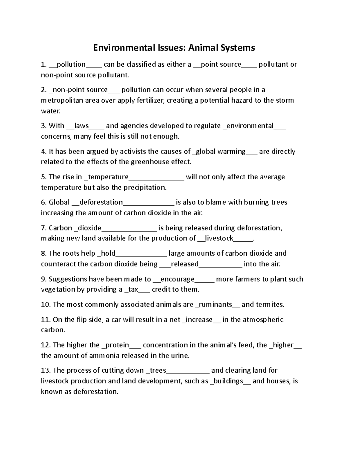 Environmental Issues video worksheet - Environmental Issues: Animal ...