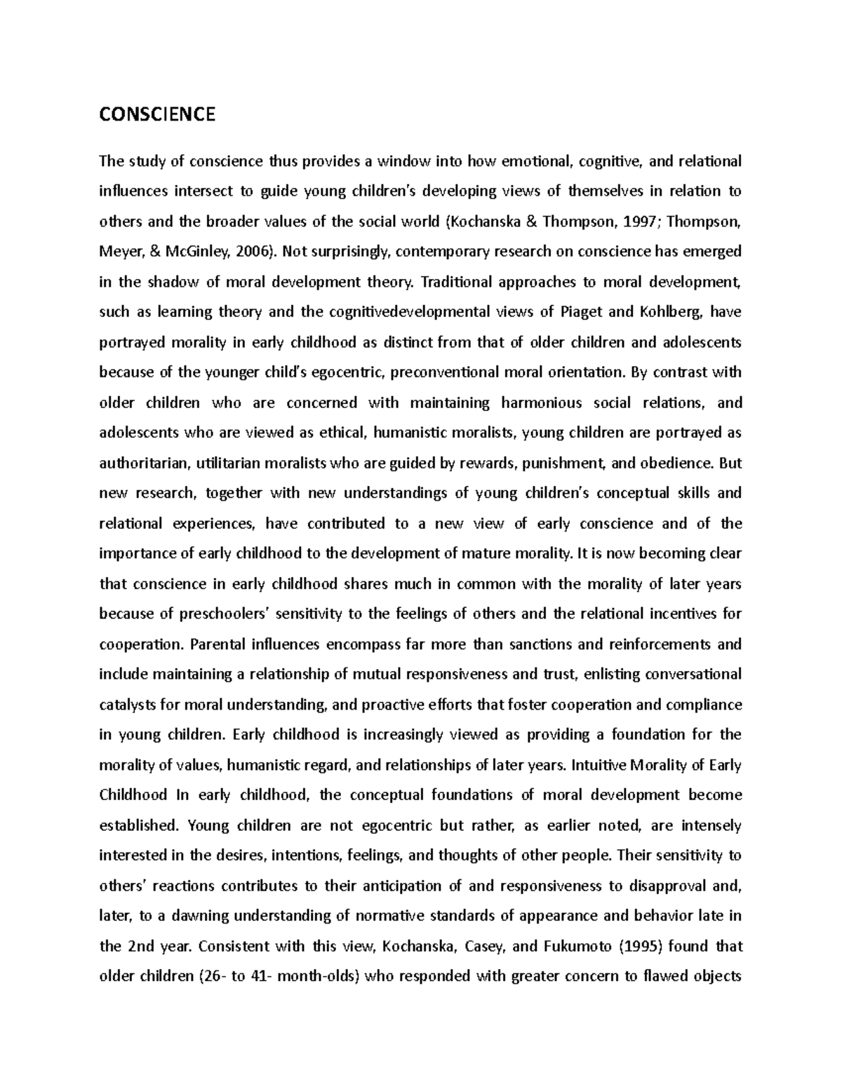Conscience - CONSCIENCE The study of conscience thus provides a window into how emotional, - Studocu