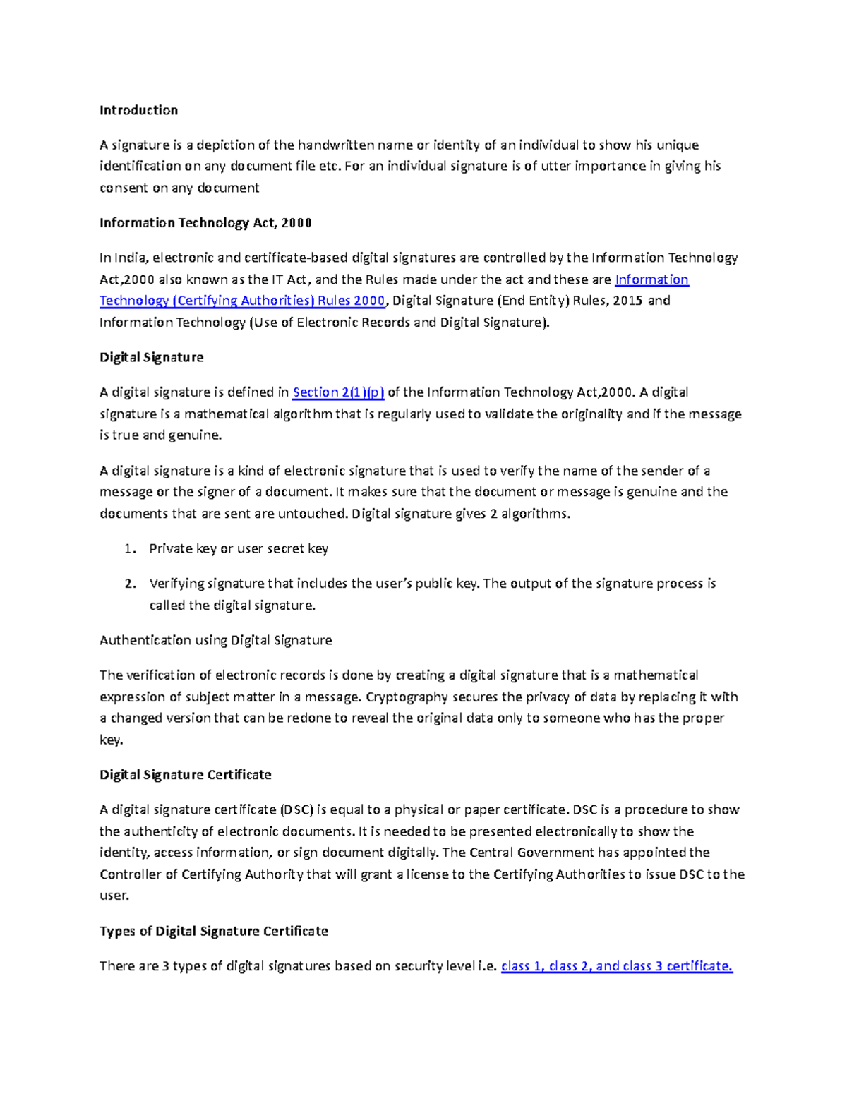 Digital signature cyber law - Introduction A signature is a depiction ...