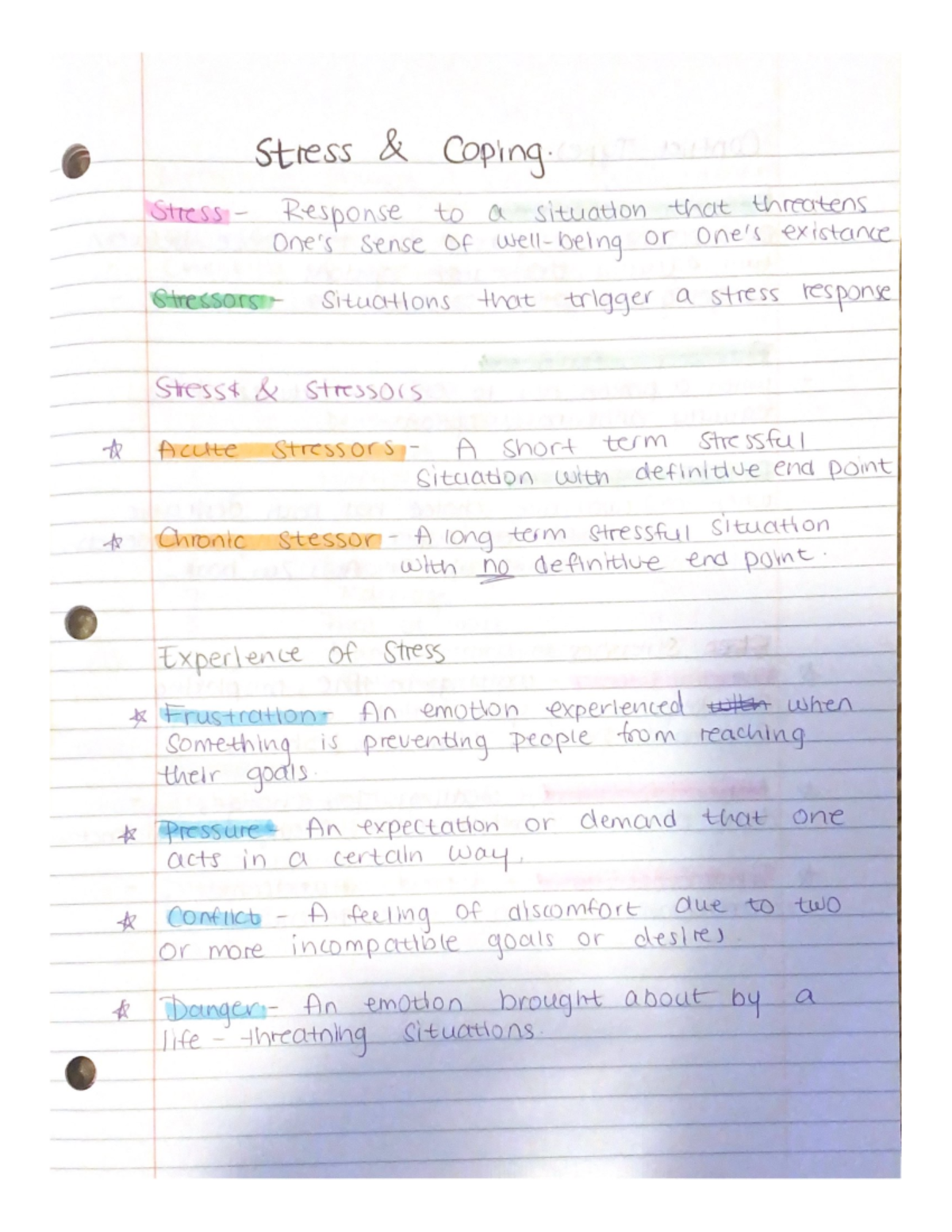 Stress & Coping Notes - Psyc 1105 - Studocu