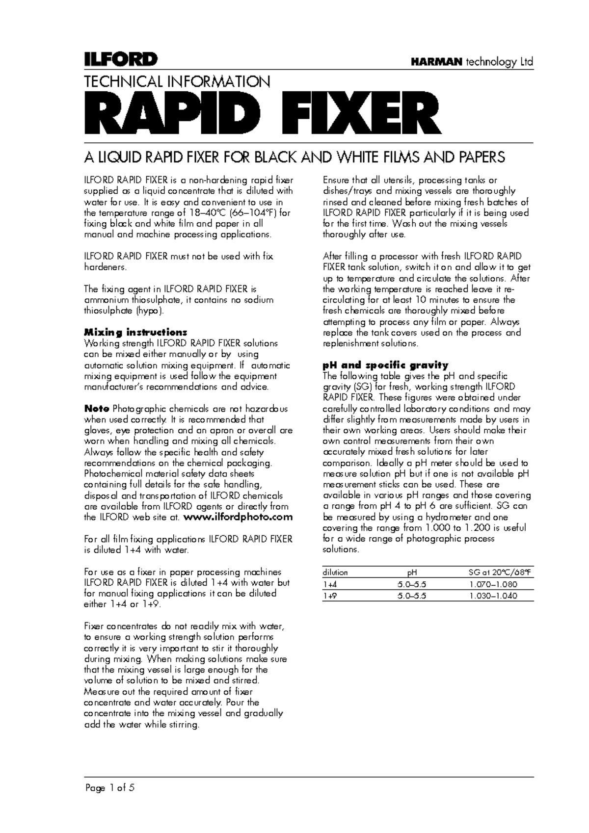 Fijador Papel Y PELÍCULA Ilford - For use as a fixer in paper ...