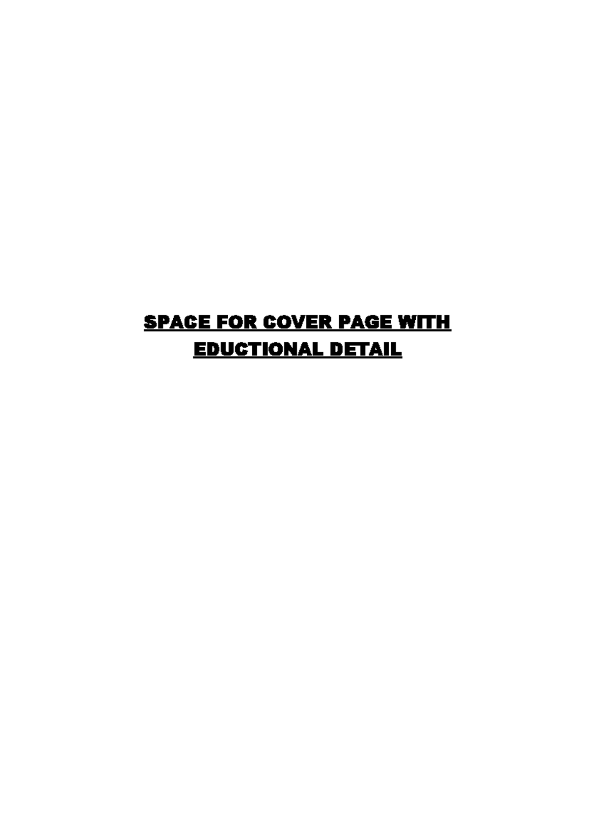 Training Report Template - SPACE FOR COVER PAGE WITH EDUCTIONAL DETAIL ...
