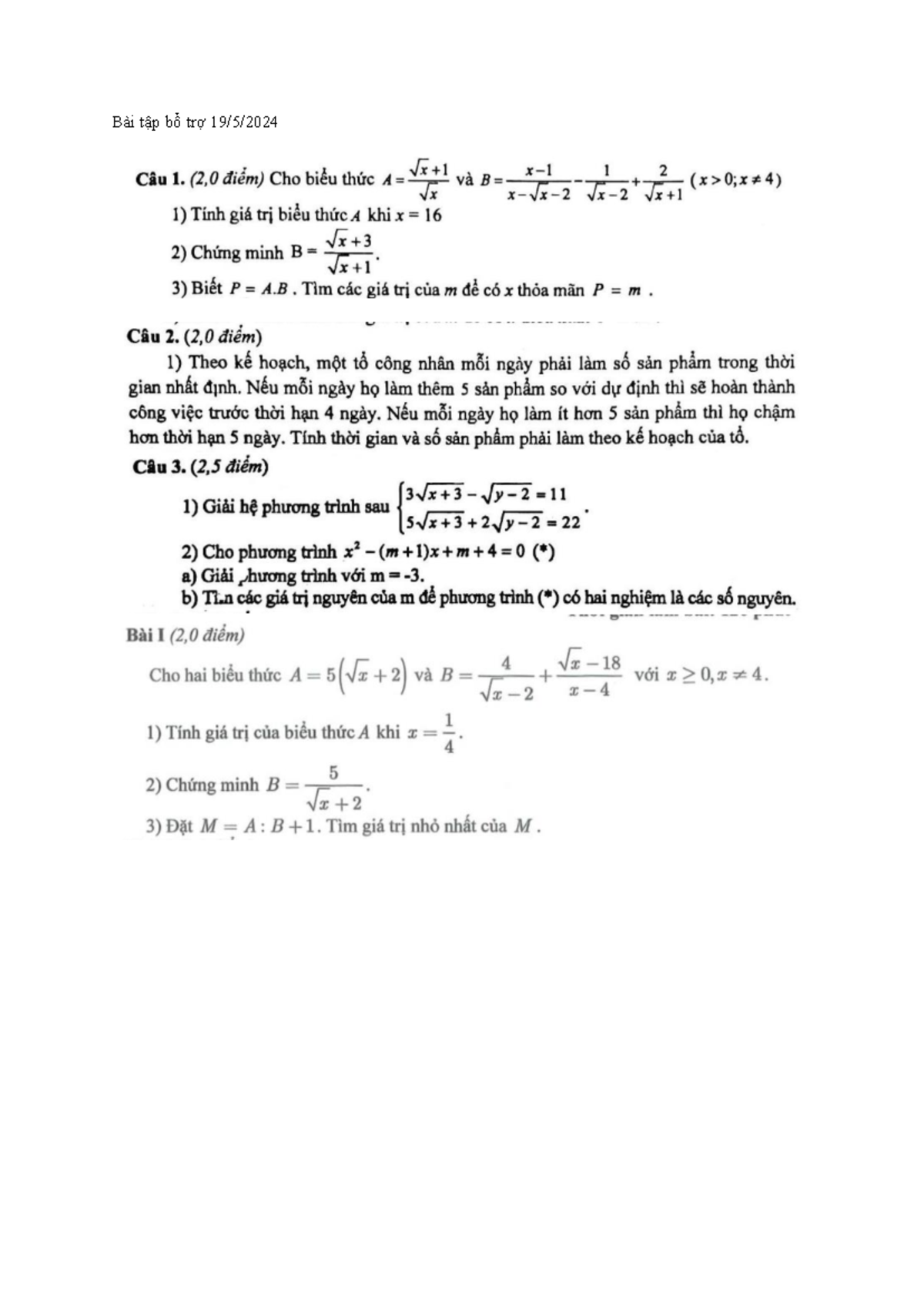 BTVN 19-5-2024 - mẫu phiếu ngoại trú - Bài tập bổ trợ 19/5/ - Studocu